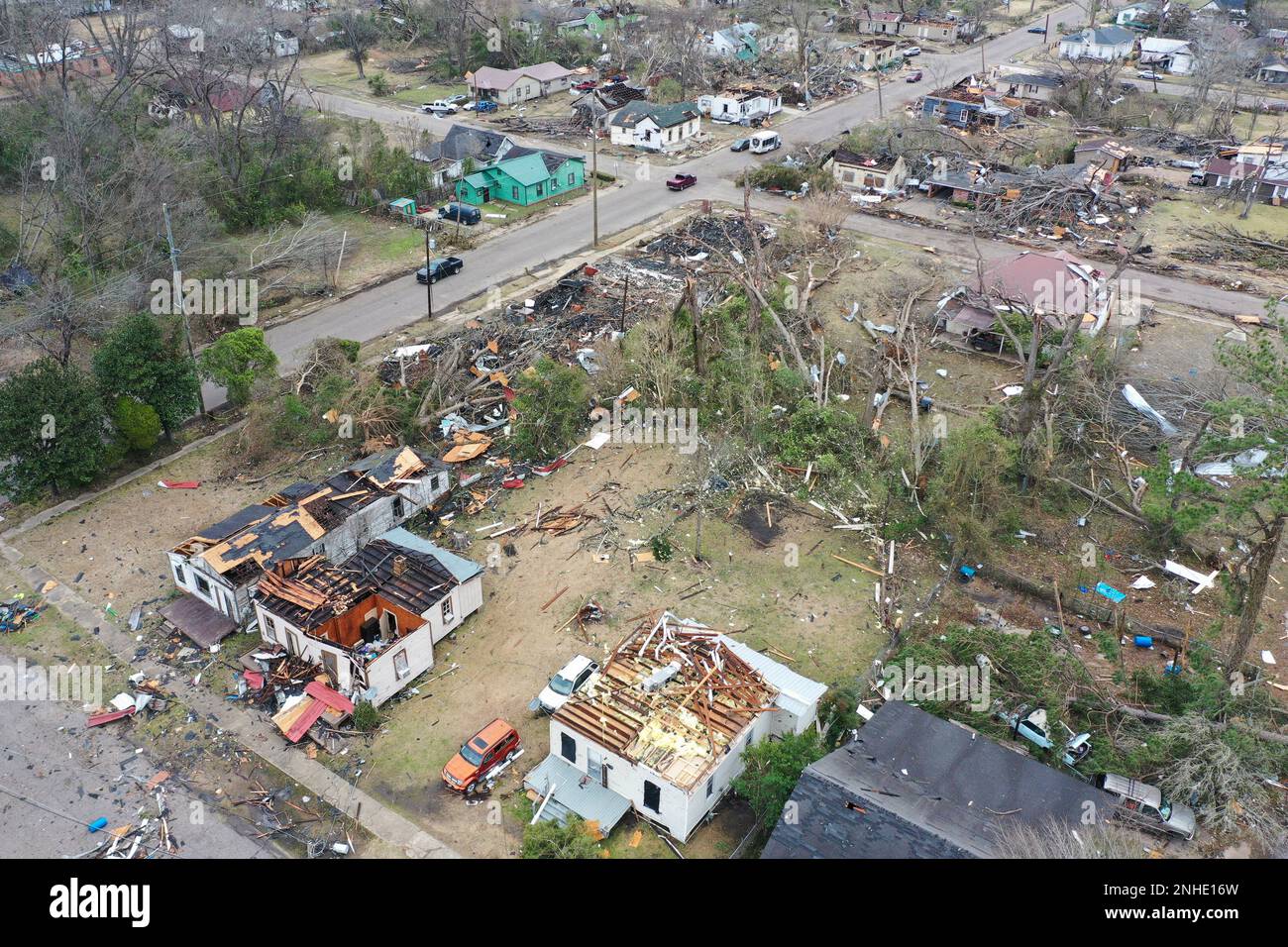 This image taken with a drone shows tornado damage, Friday, Jan. 13 ... This image taken with a drone shows tornado damage, Friday, Jan. 13 ...