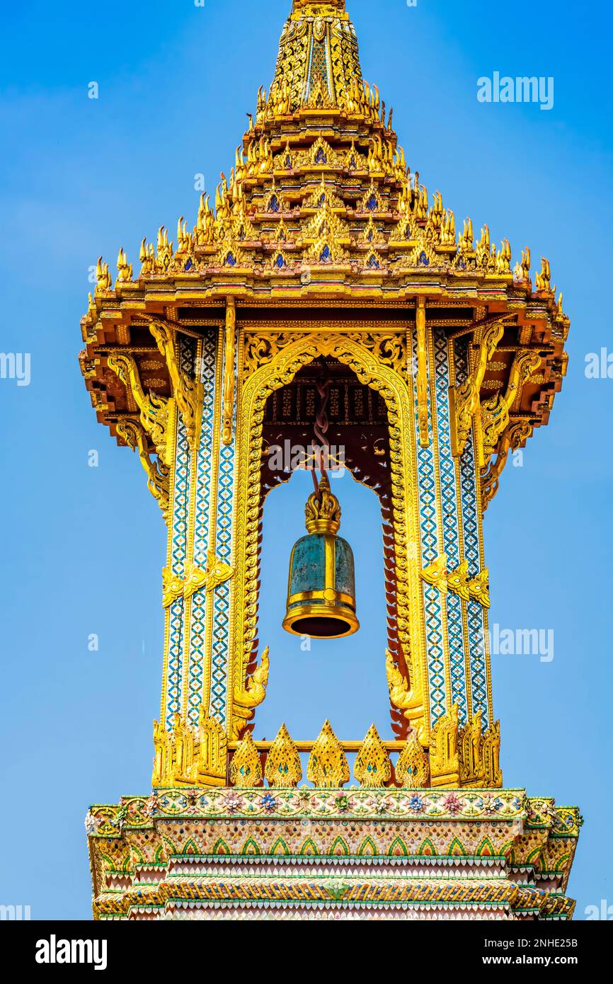 Porcelain Golden Bell Tower Ho Rakhang Grand Palace Bangkok Thailand ...