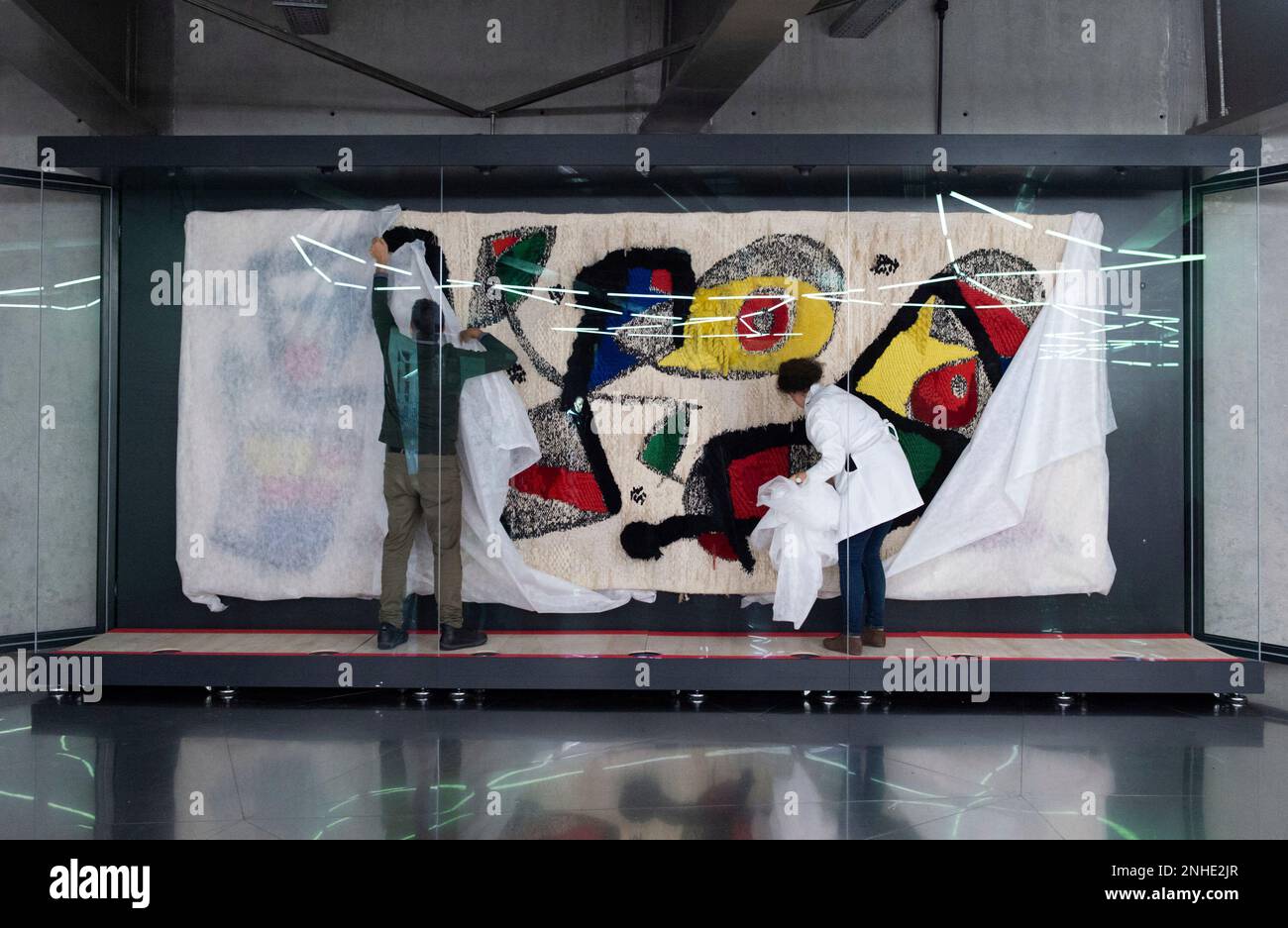 The curator and restorer of La Caixa Foundation, Anna Vila, participate ...