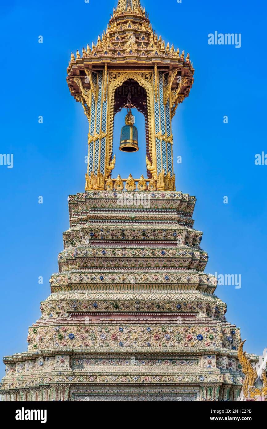 Porcelain Golden Bell Tower Ho Rakhang Grand Palace Bangkok Thailand ...