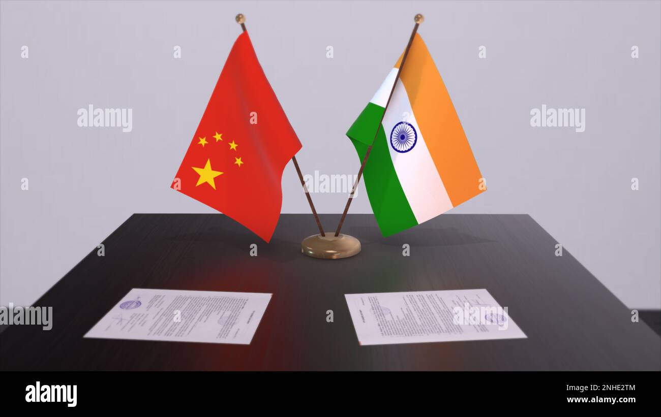 India and China flag. Politics concept, partner deal between countries ...