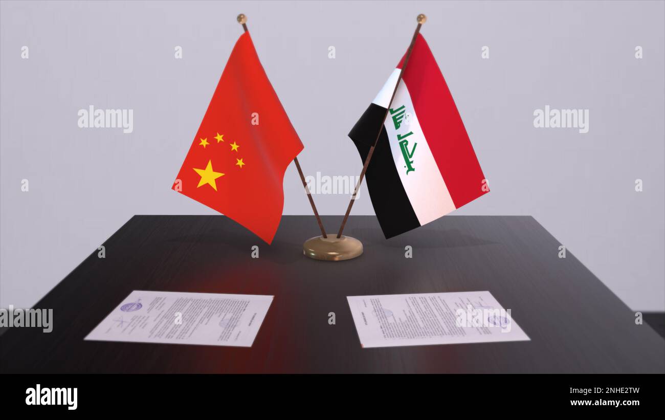 Iraq and China flag. Politics concept, partner deal between countries ...