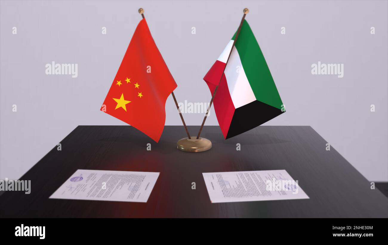 Kuwait and China flag. Politics concept, partner deal between countries ...