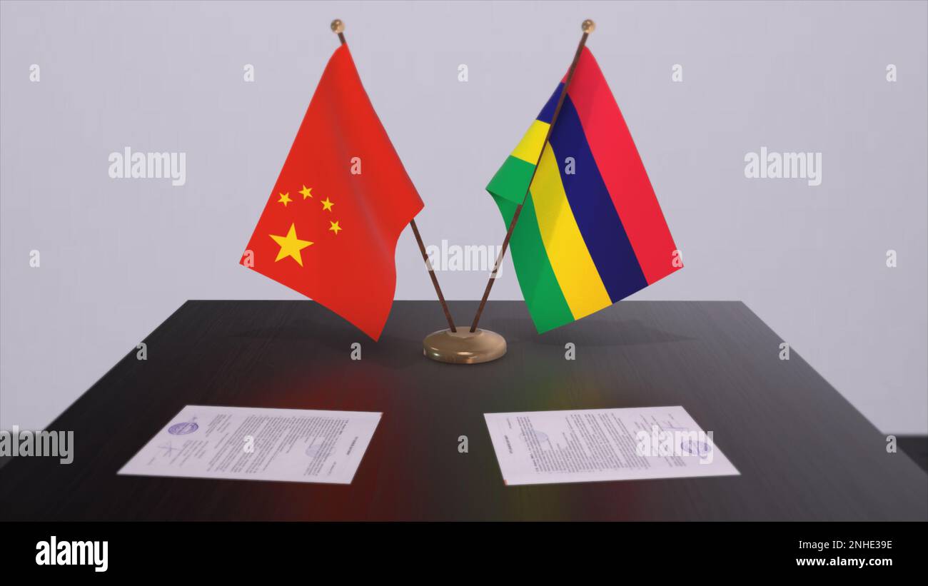 Mauritius and China flag. Politics concept, partner deal between ...