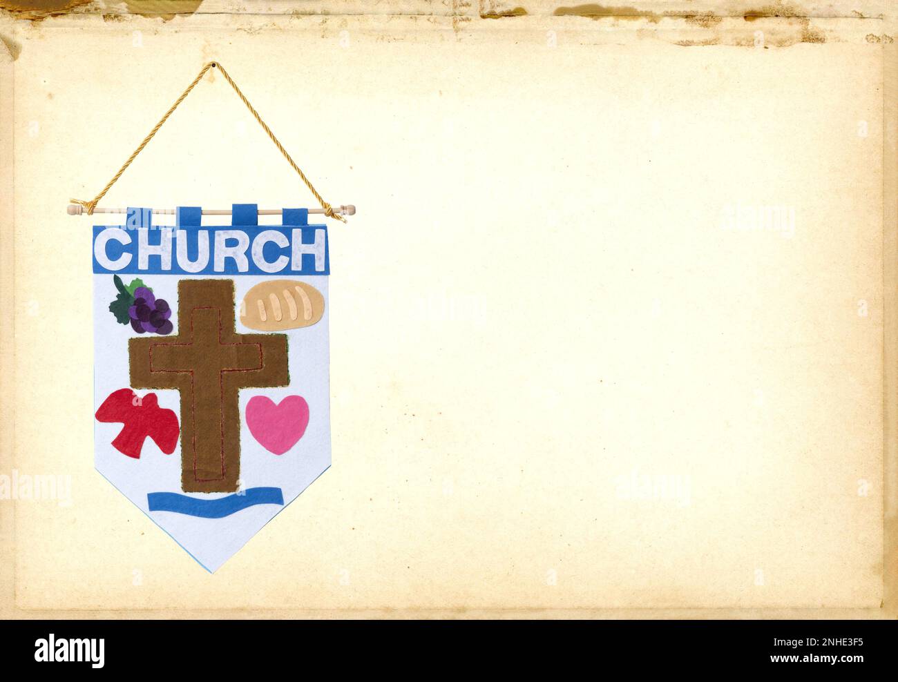 Horizontal shot of a Church Announcement banner on the left side with a ...