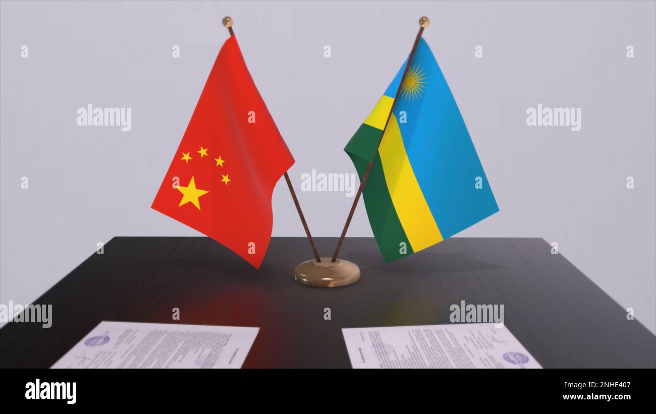 Rwanda and China flag. Politics concept, partner deal between countries ...