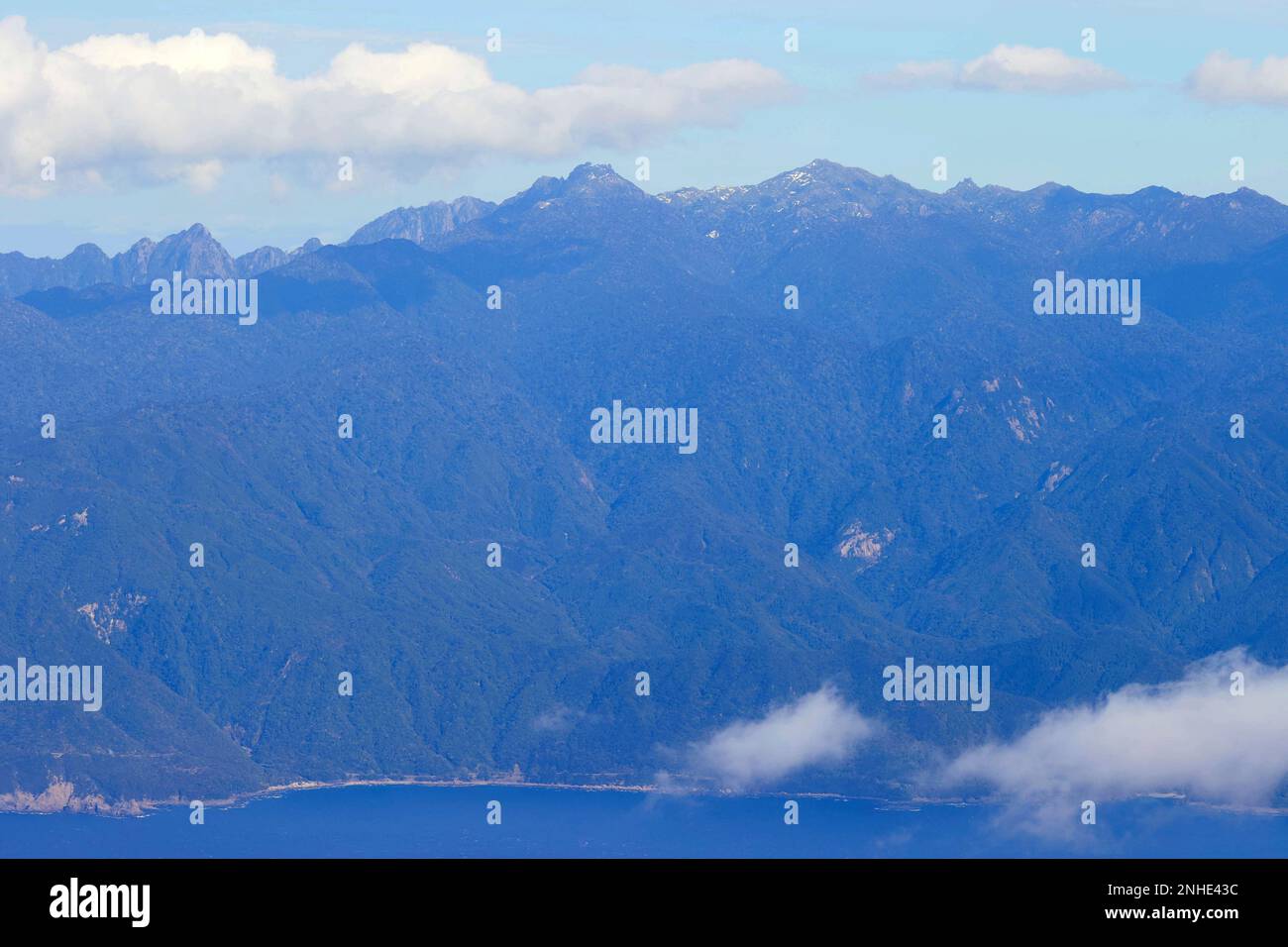 An aerial photo shows Yaku-shima Island in Yakushima Town, Kagoshima ...