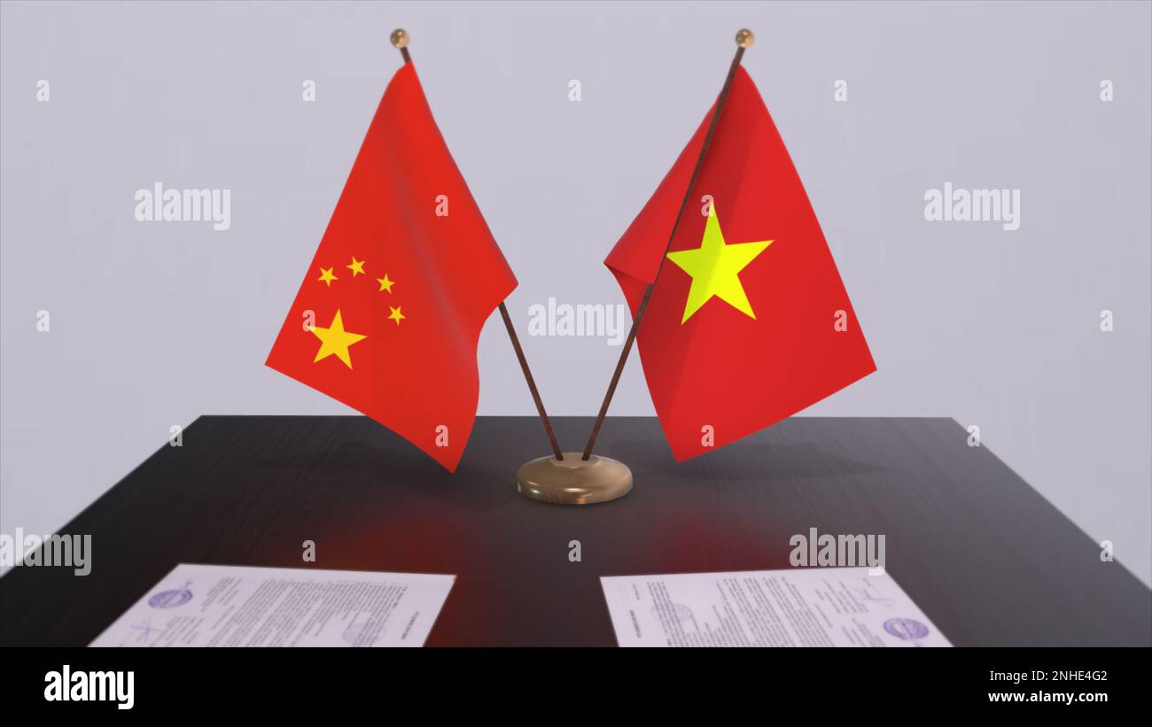 Vietnam and China flag. Politics concept, partner deal between ...