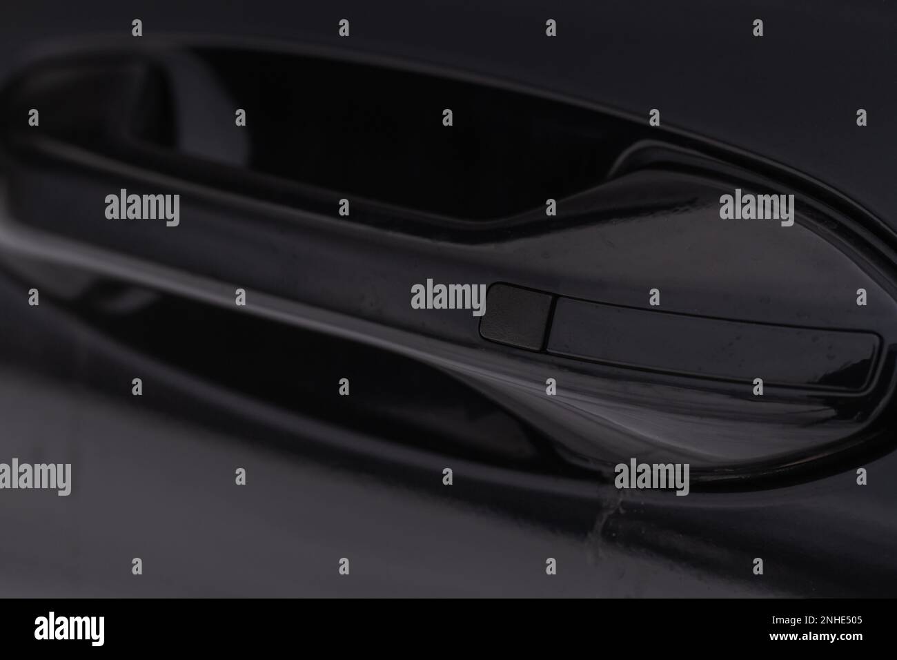 Close up of car door handle. Keyless entry system with touch sensor ...