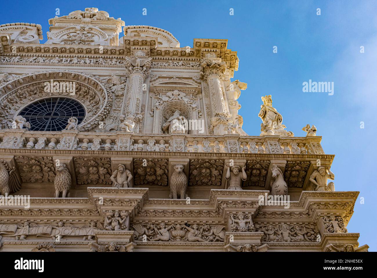 Detail of the facade, partial view, Lecce Baroque Church of Santa Croce ...