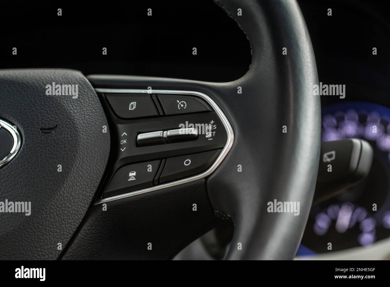 Cruise control switch closeup. Adaptive cruise control leaver. Cruise ...