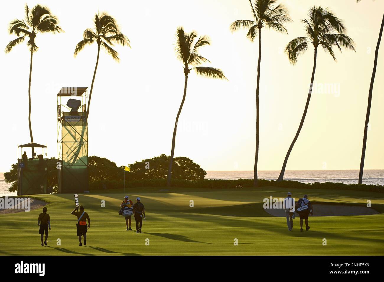 HONOLULU, HI - JANUARY 12: Golfers approach the green on 11 during Rd1 ...
