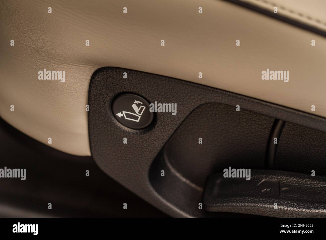 Rear seats folded. Rear seats easy fold down lever. New car inside ...