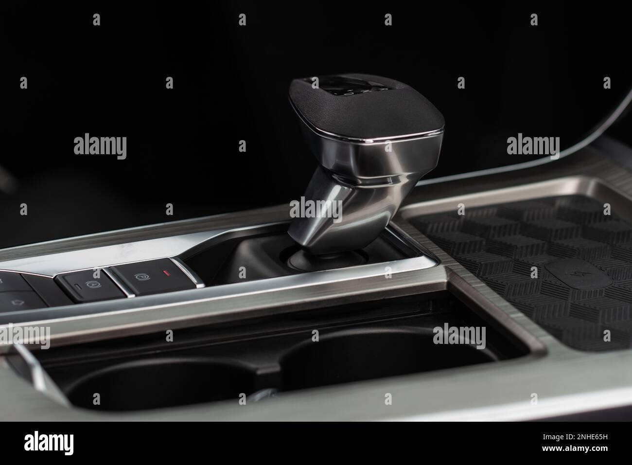 Modern automatic gearbox. Close up of the gearbox transmission handle ...