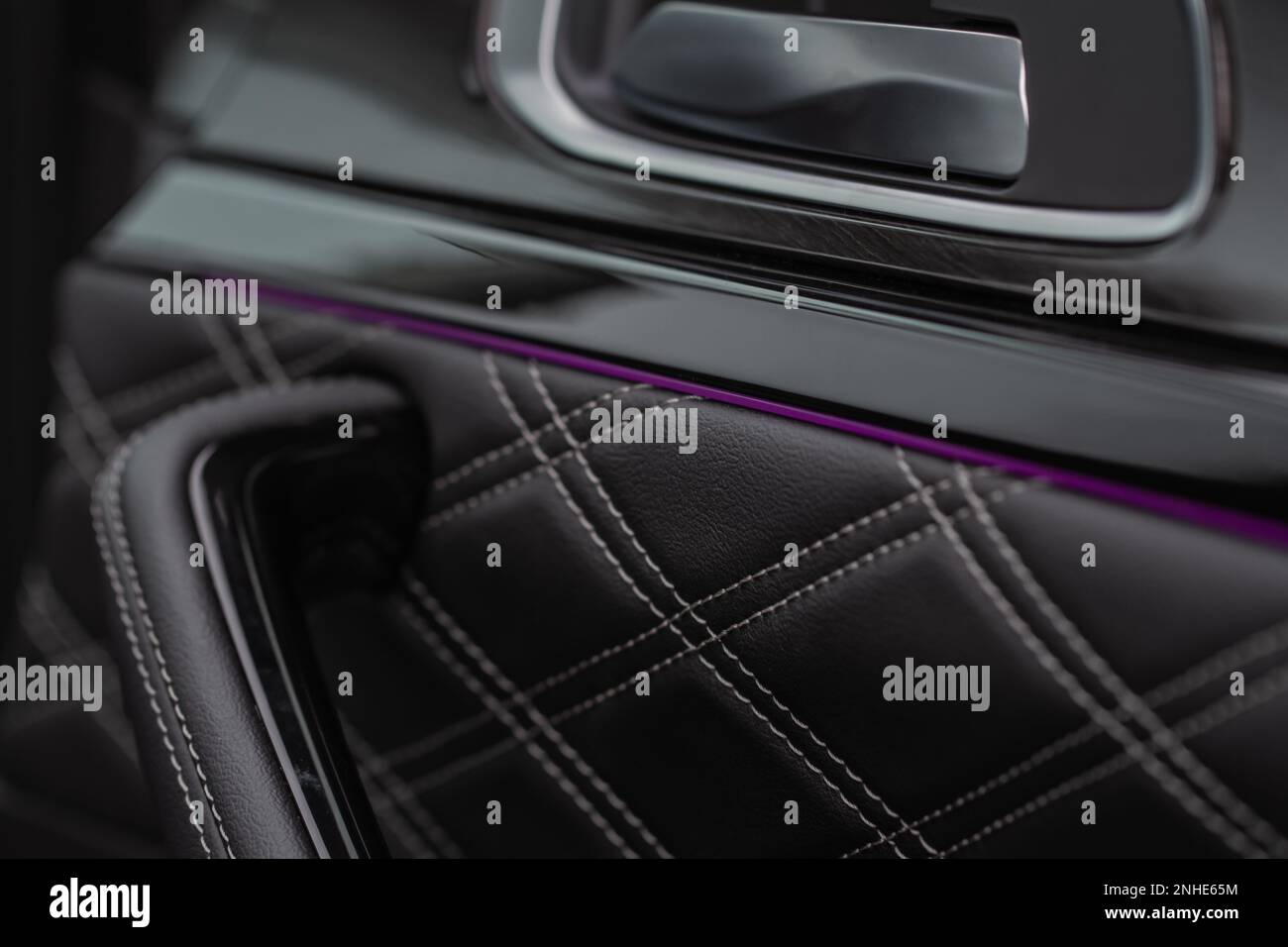 Modern car leather interior details with stitch. Car interior details ...