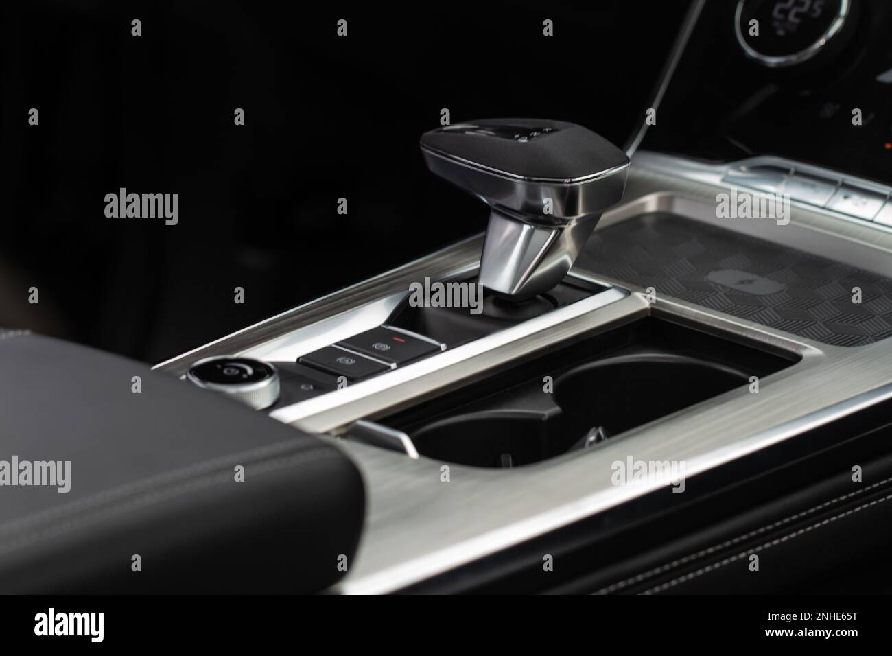 Close up of the modern automatic gearbox lever. Automatic transmission ...