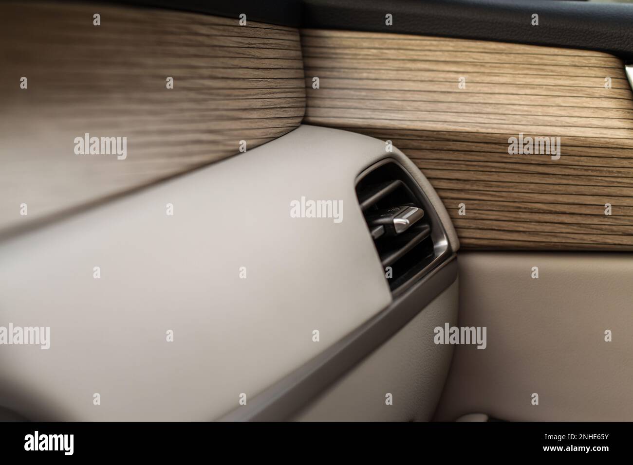 Car air conditioning. The air flow inside the car. Detail interior of a ...