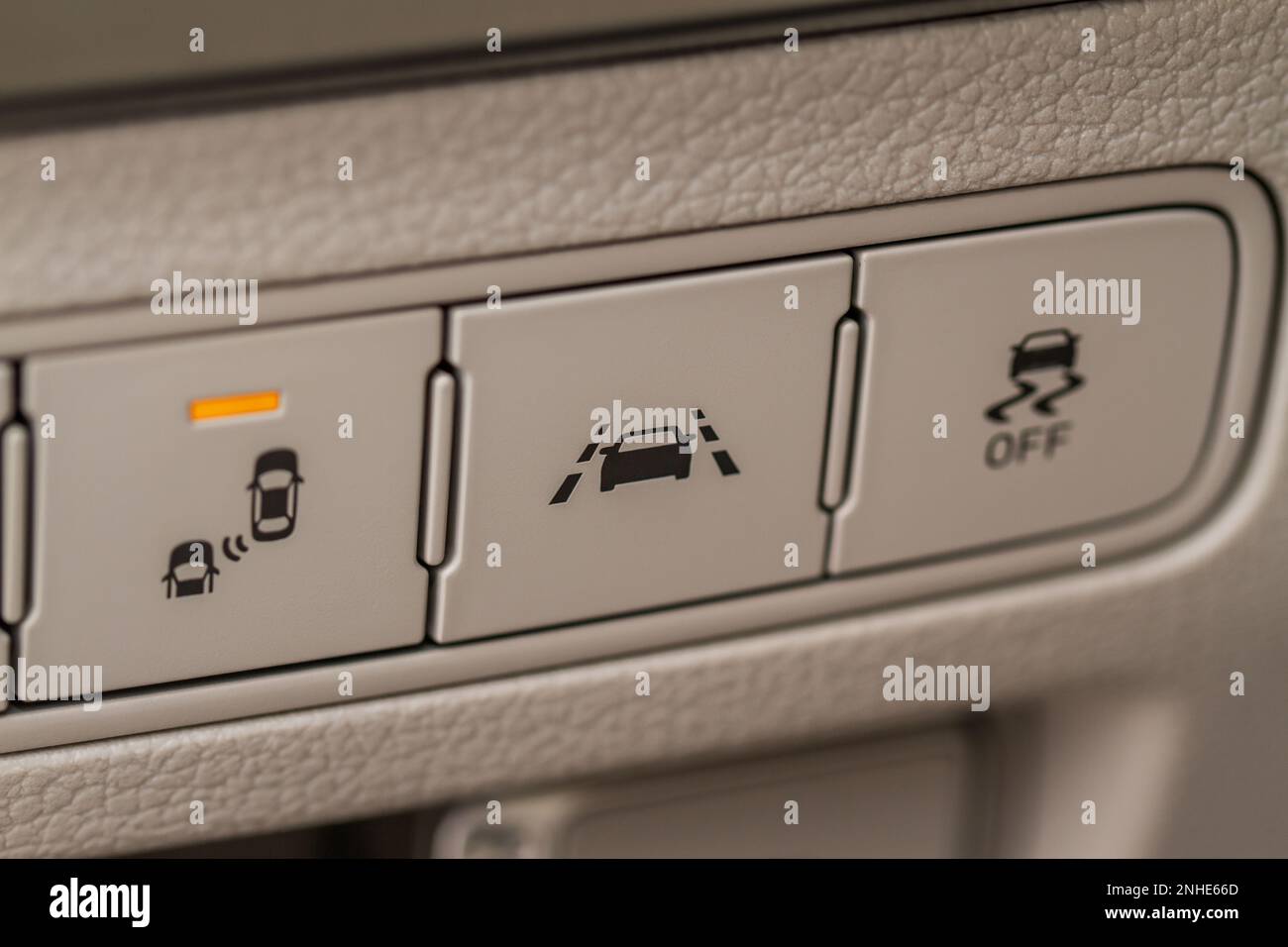 Modern car lane keeping assist system switch button. Track assistant of ...