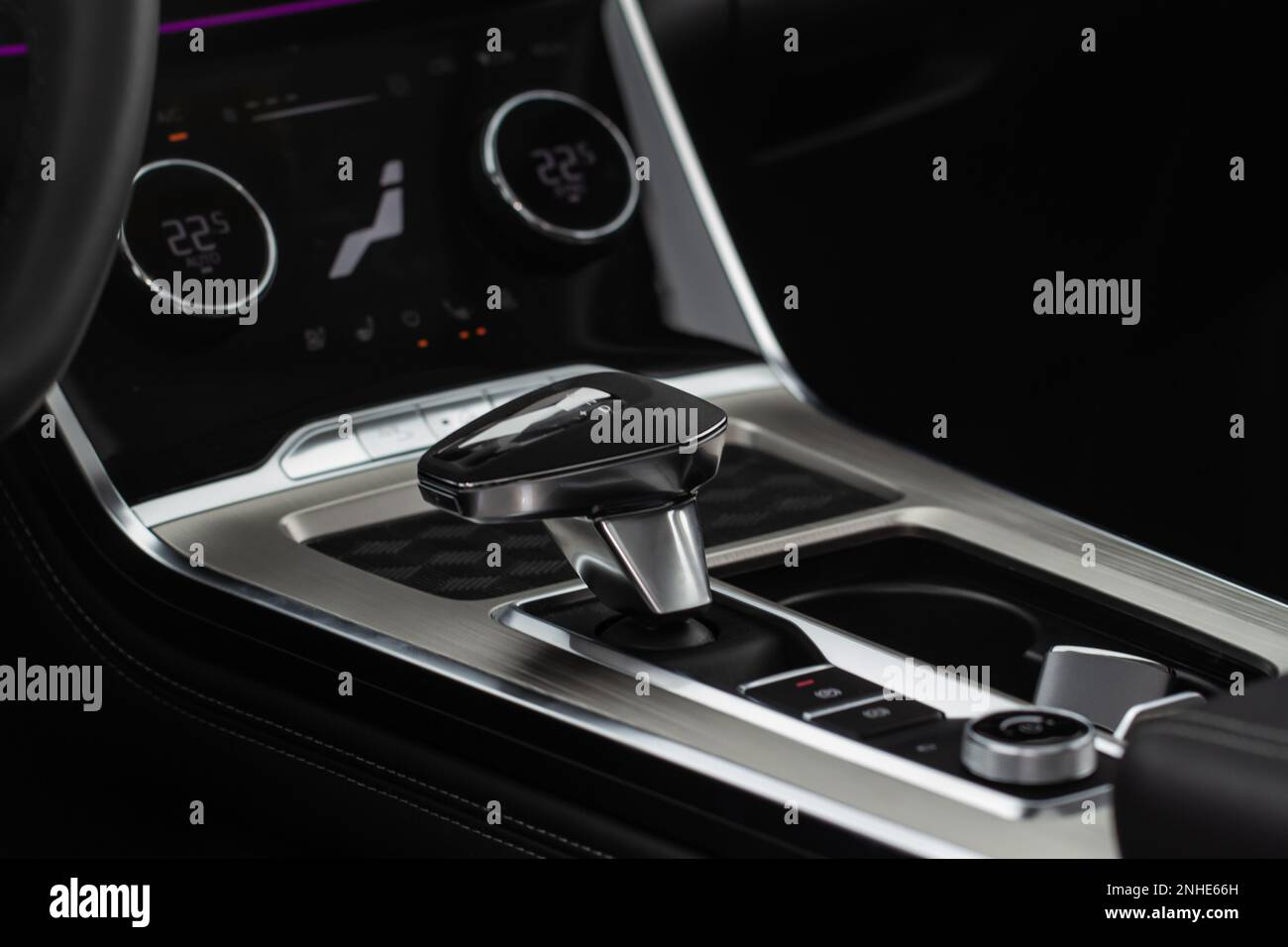 Close up of the modern automatic gearbox lever. Automatic transmission ...