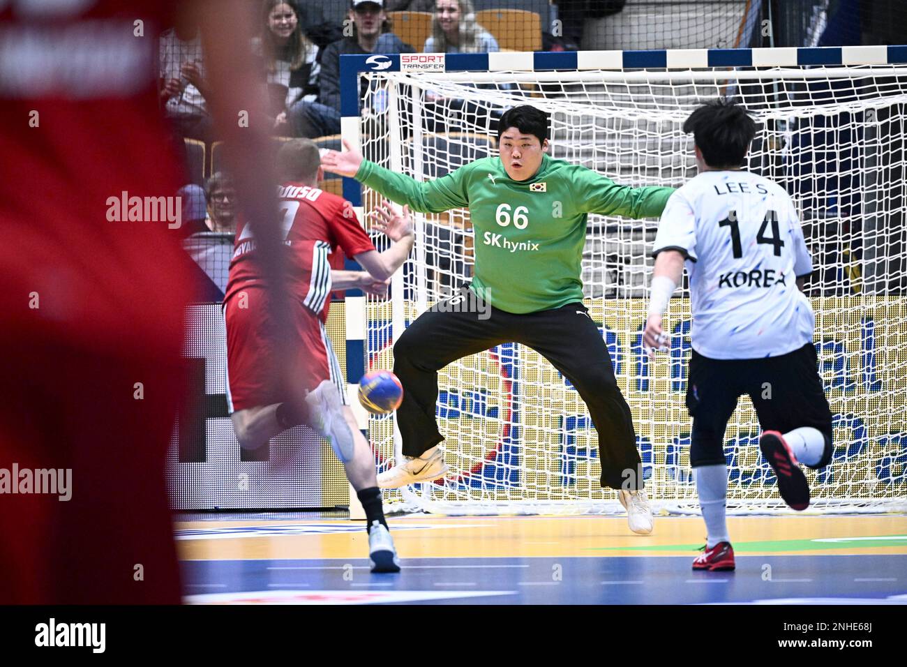 South Korea's goalkeeper Donguk Kim, centre, in action, during the ...