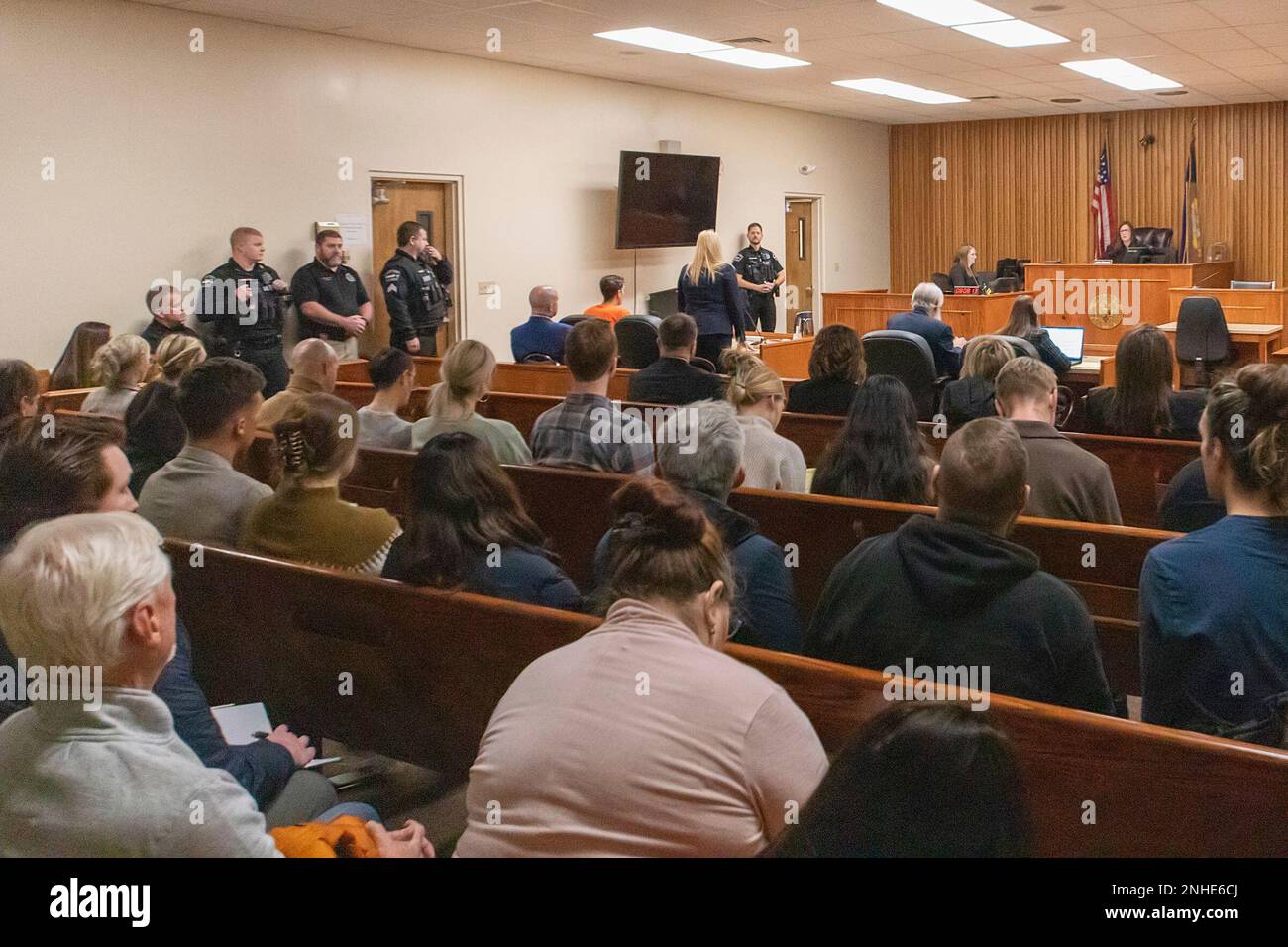 Public defender Anne Taylor speaks during a status hearing on Thursday ...