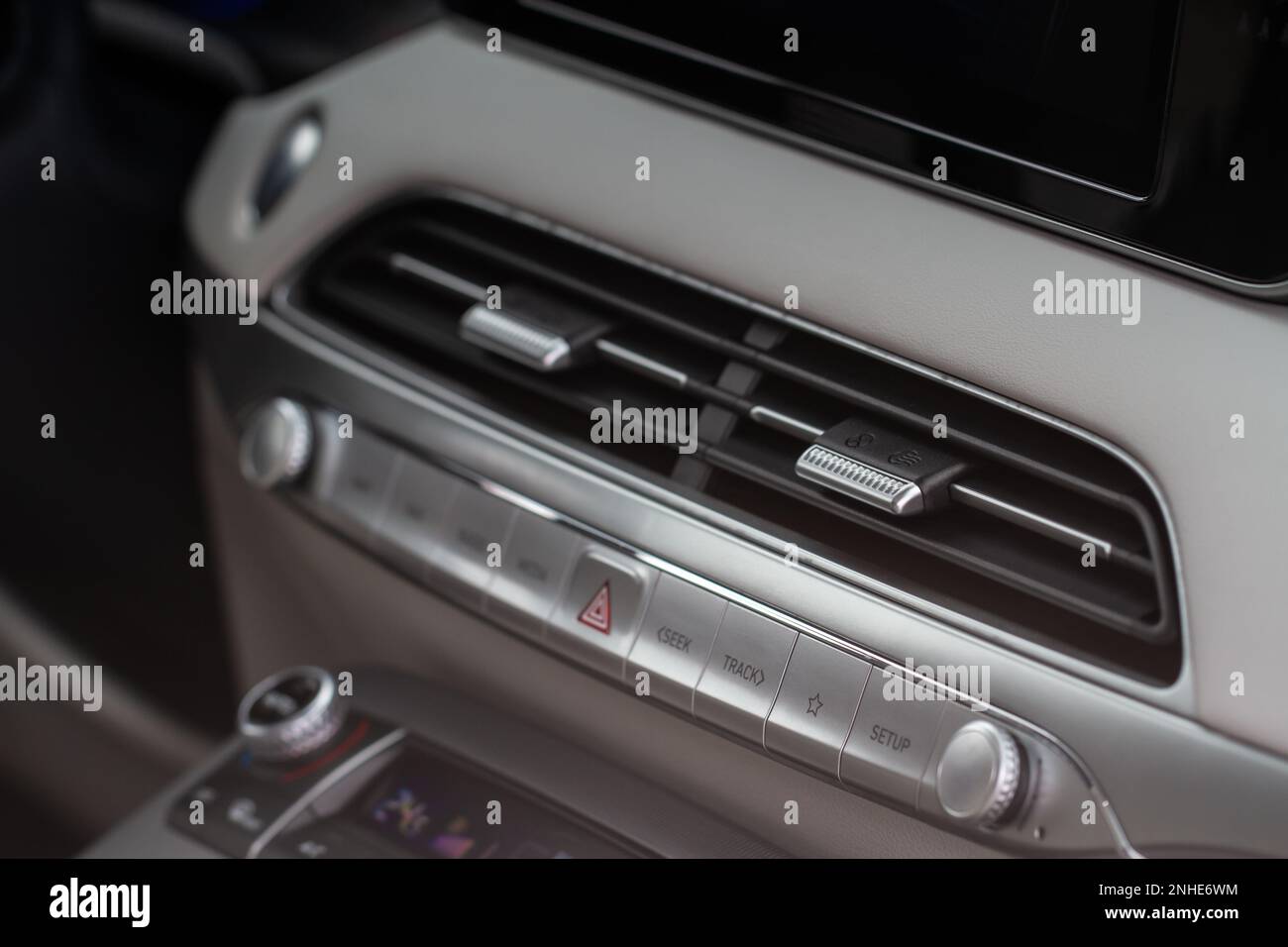 Car air conditioning close up view. The air conditioner flow inside the ...