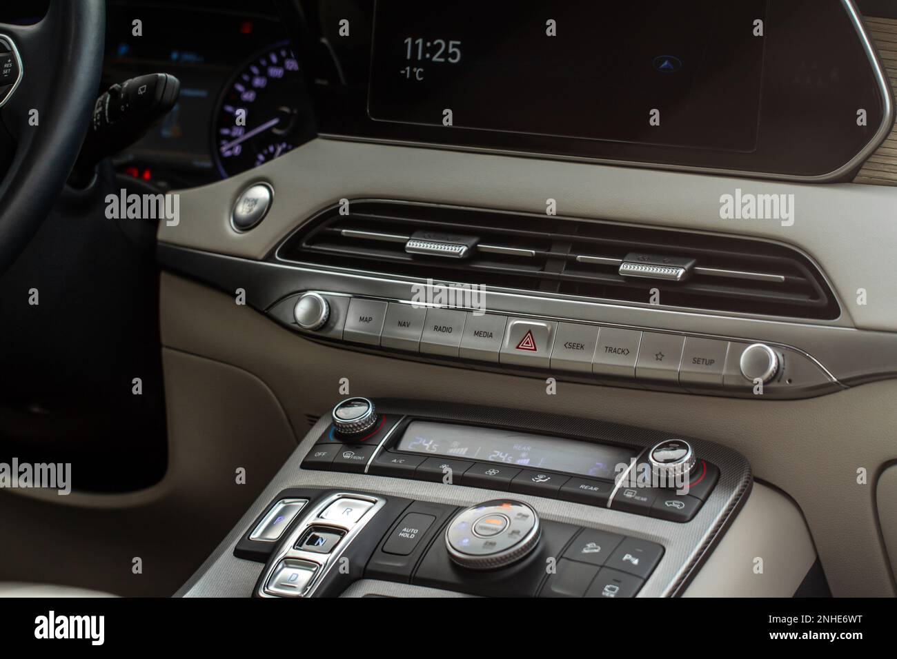 Media control buttons of modern car Stock Photo - Alamy