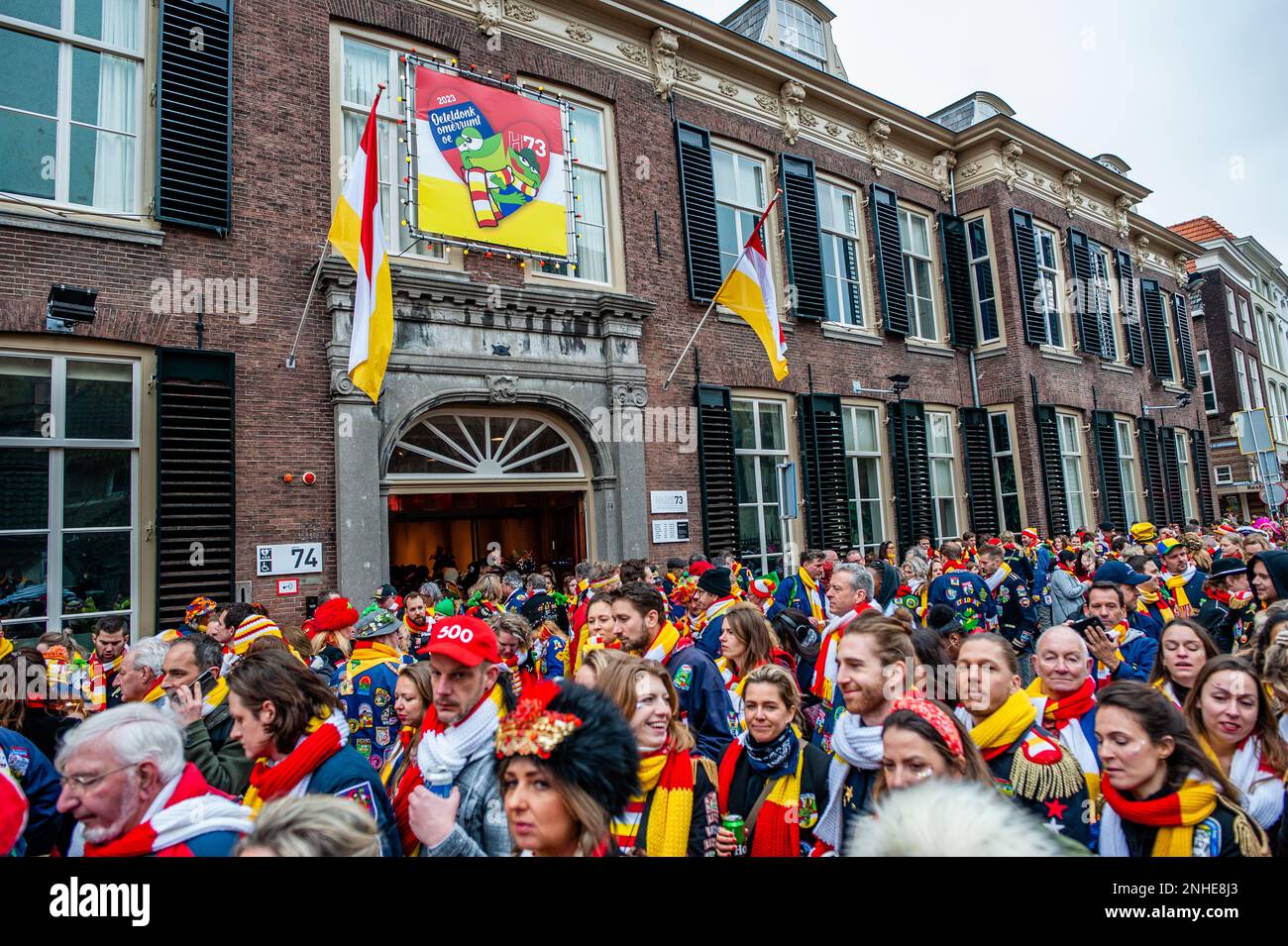 Den Bosch, Netherlands. 20th Feb, 2023. People are seen wearing ...