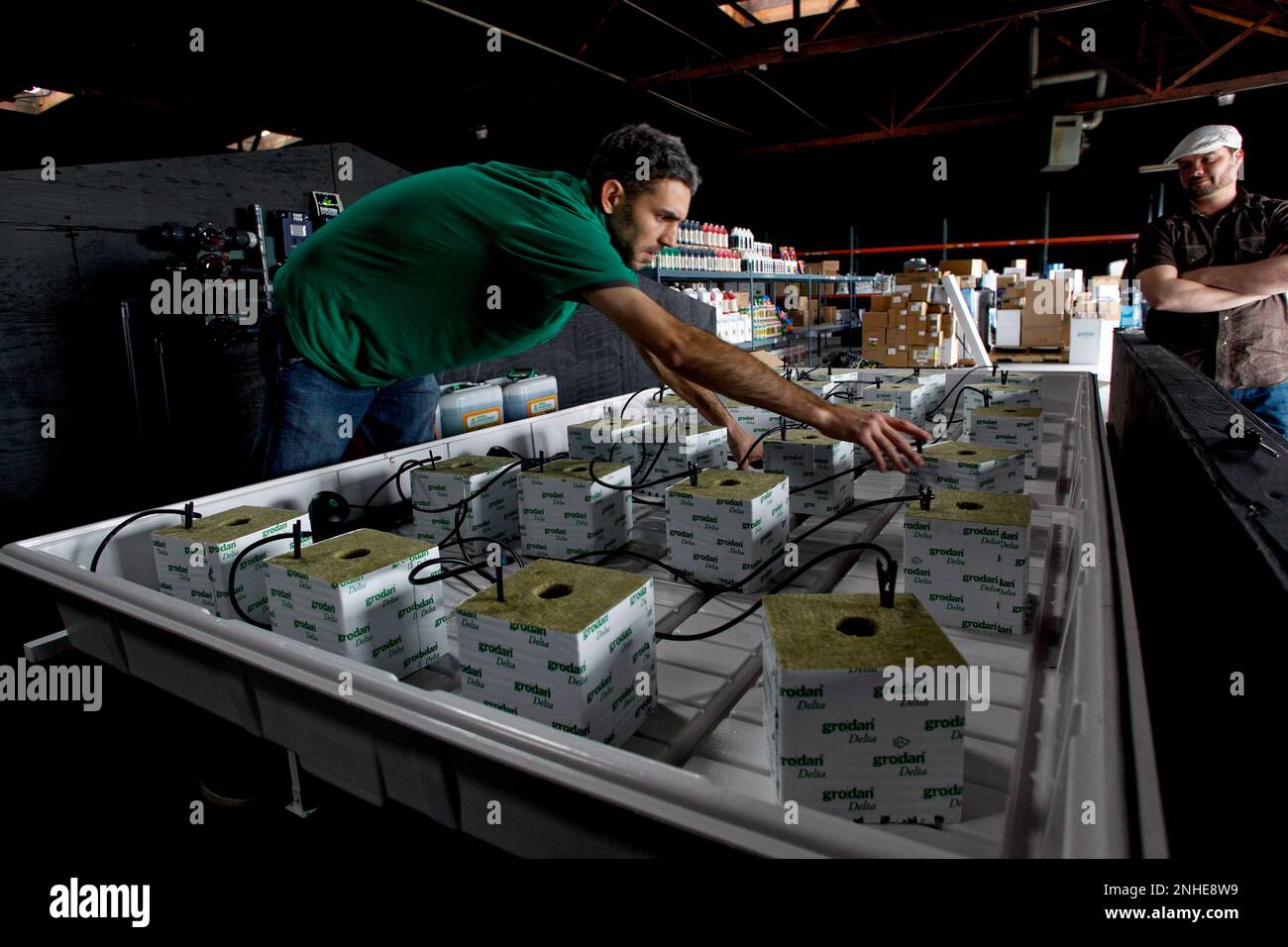 Gabriel Goodhart, (left) and Tobian Winzeler, put the finishing touches ...