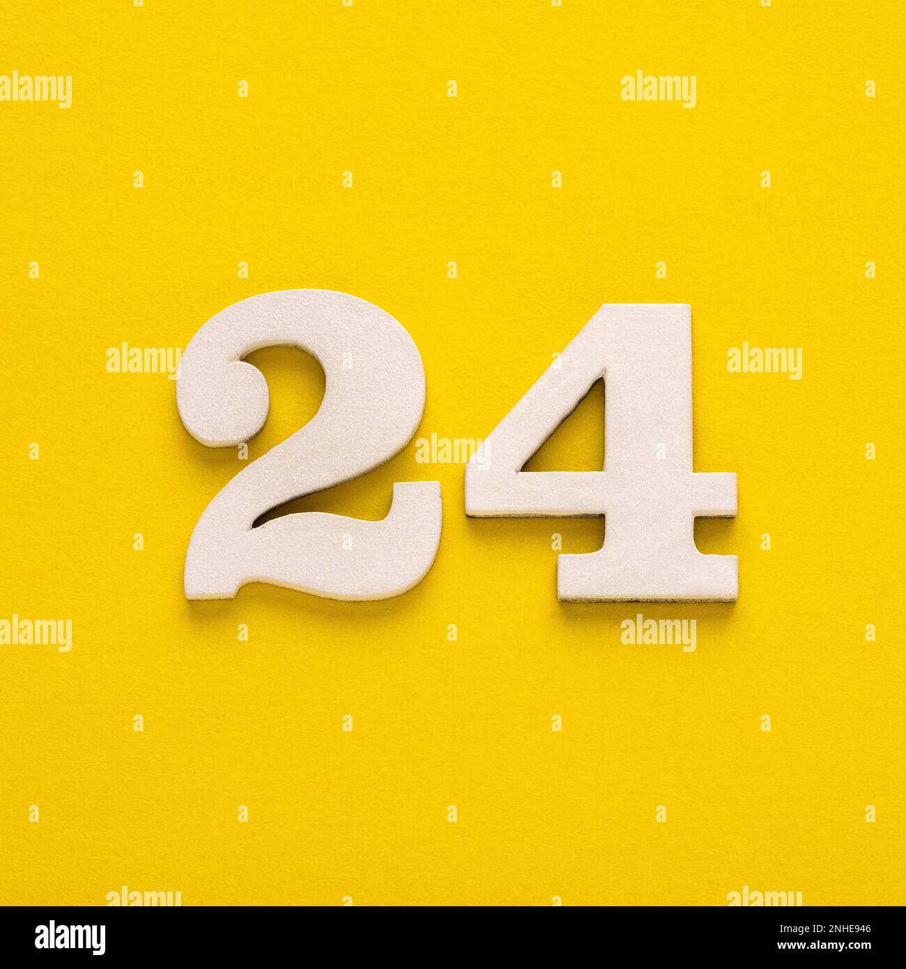 Number 24 on a yellow background - Two-digit number in white Stock ...