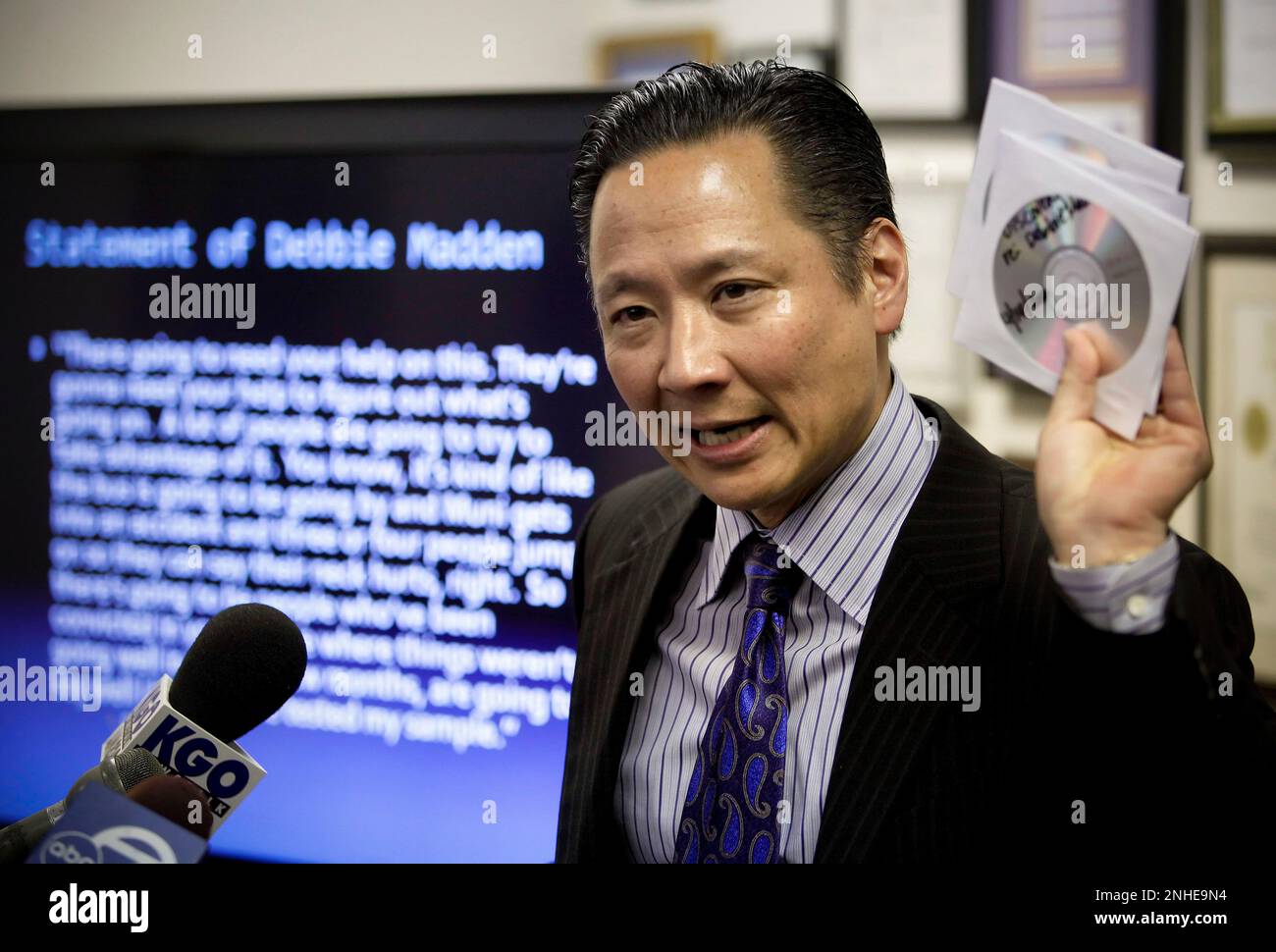 San Francisco Public Defender, Jeff Adachi holds documents given to his ...