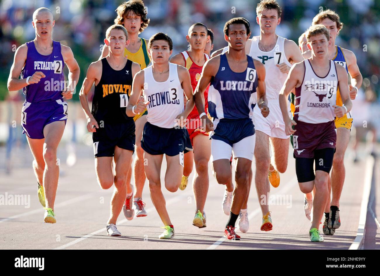 The boys 1600 meter run Saturday featured Hugh Dowdy (2) of Novato ...