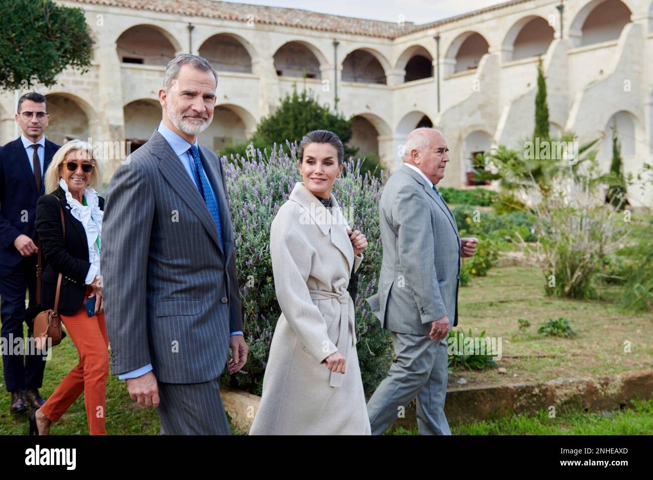 (L-R) King Felipe VI and Queen Letizia and the president of the King's ...
