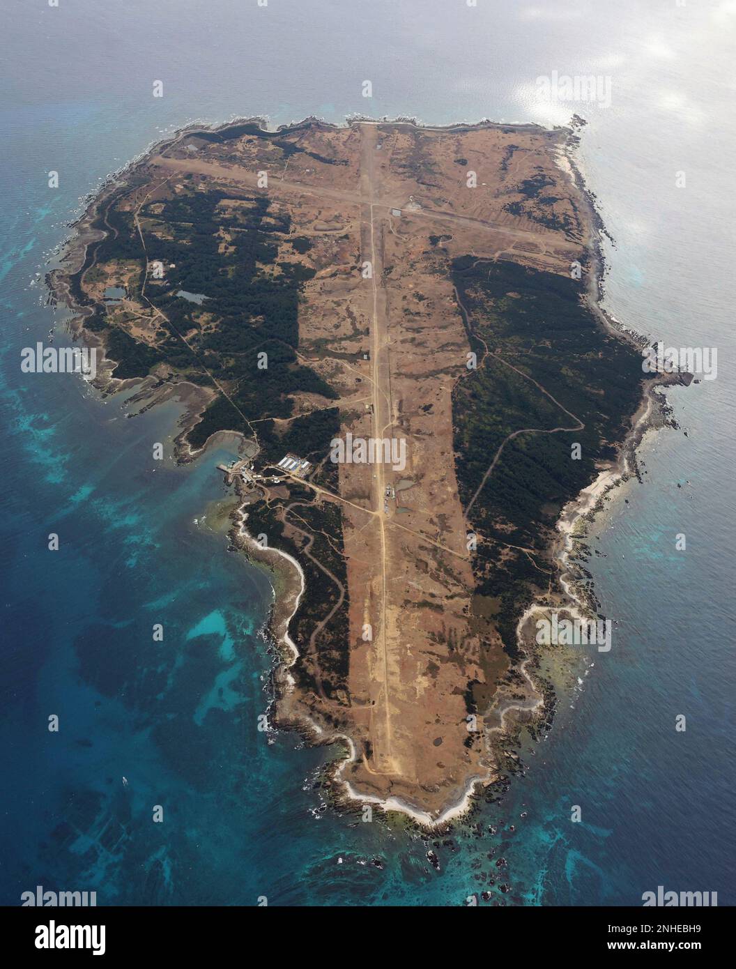 An aerial photo shows Mageshima Island in Iriomote City, Kagoshima ...