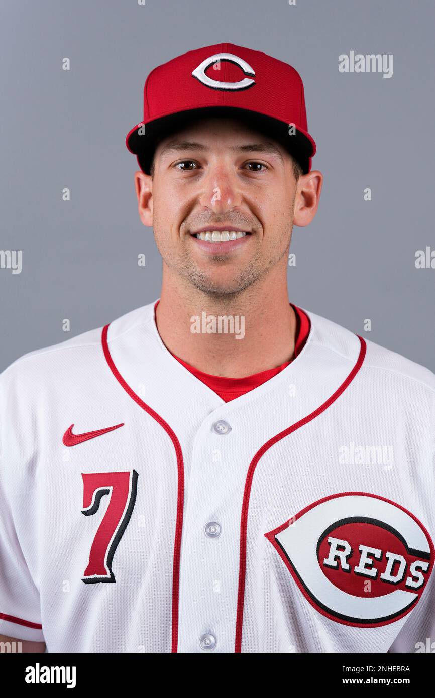 Cincinnati Reds infielder/outfielder Spencer Steer poses for a ...