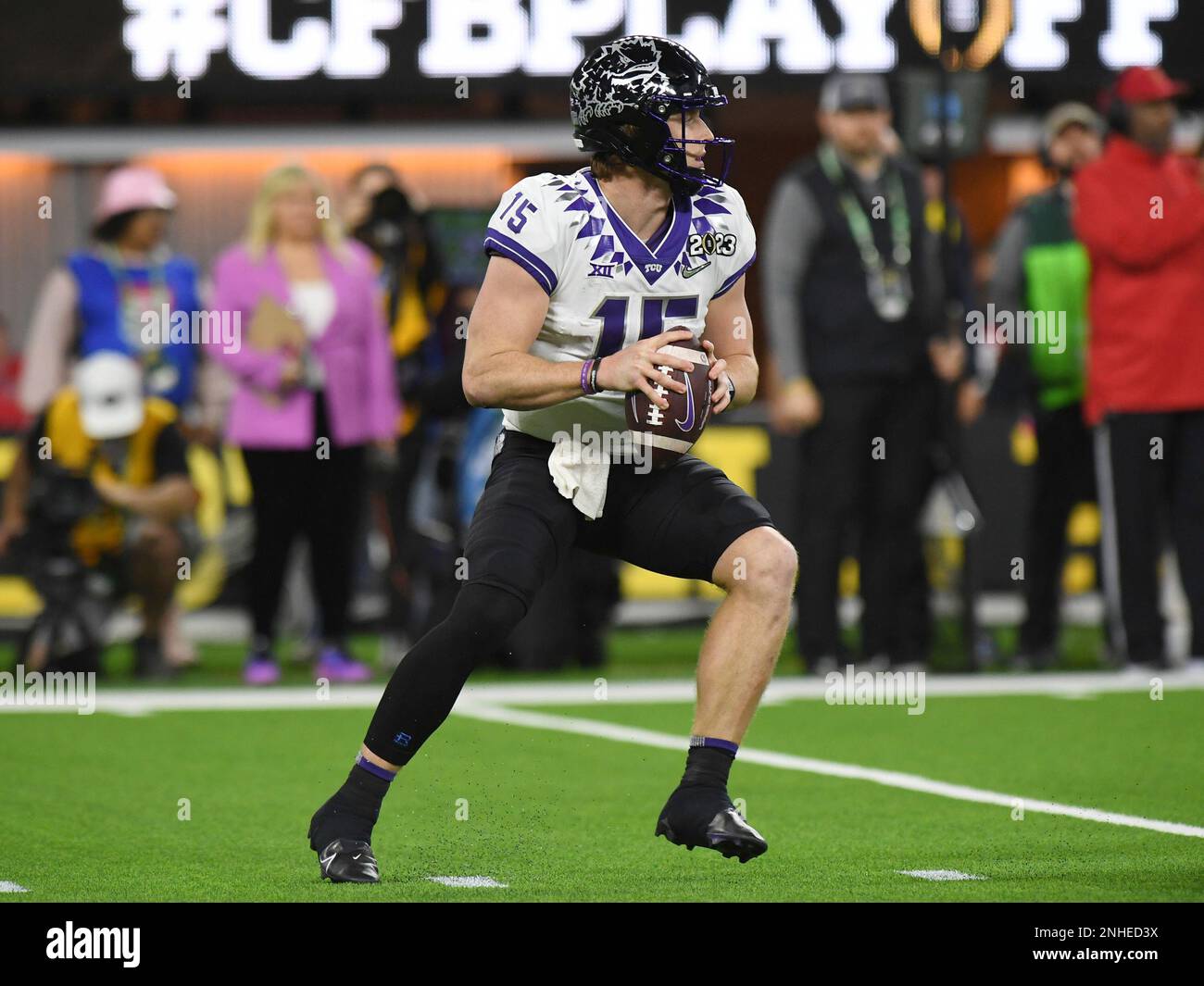 INGLEWOOD, CA - JANUARY 09: TCU Horned Frogs Quarterback Max Duggan (15 ...