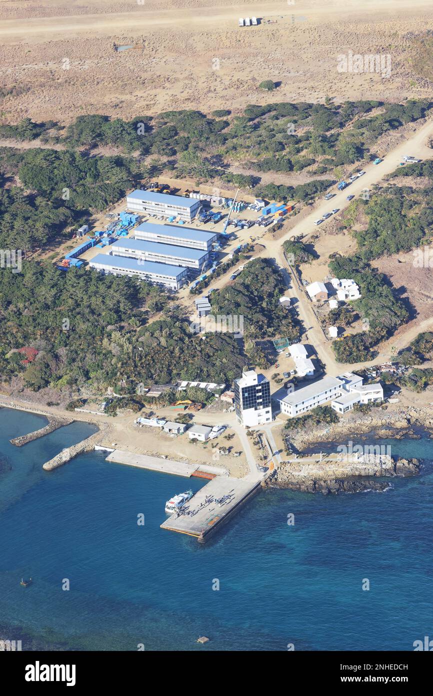 An aerial photo shows Mageshima Island in Iriomote City, Kagoshima ...