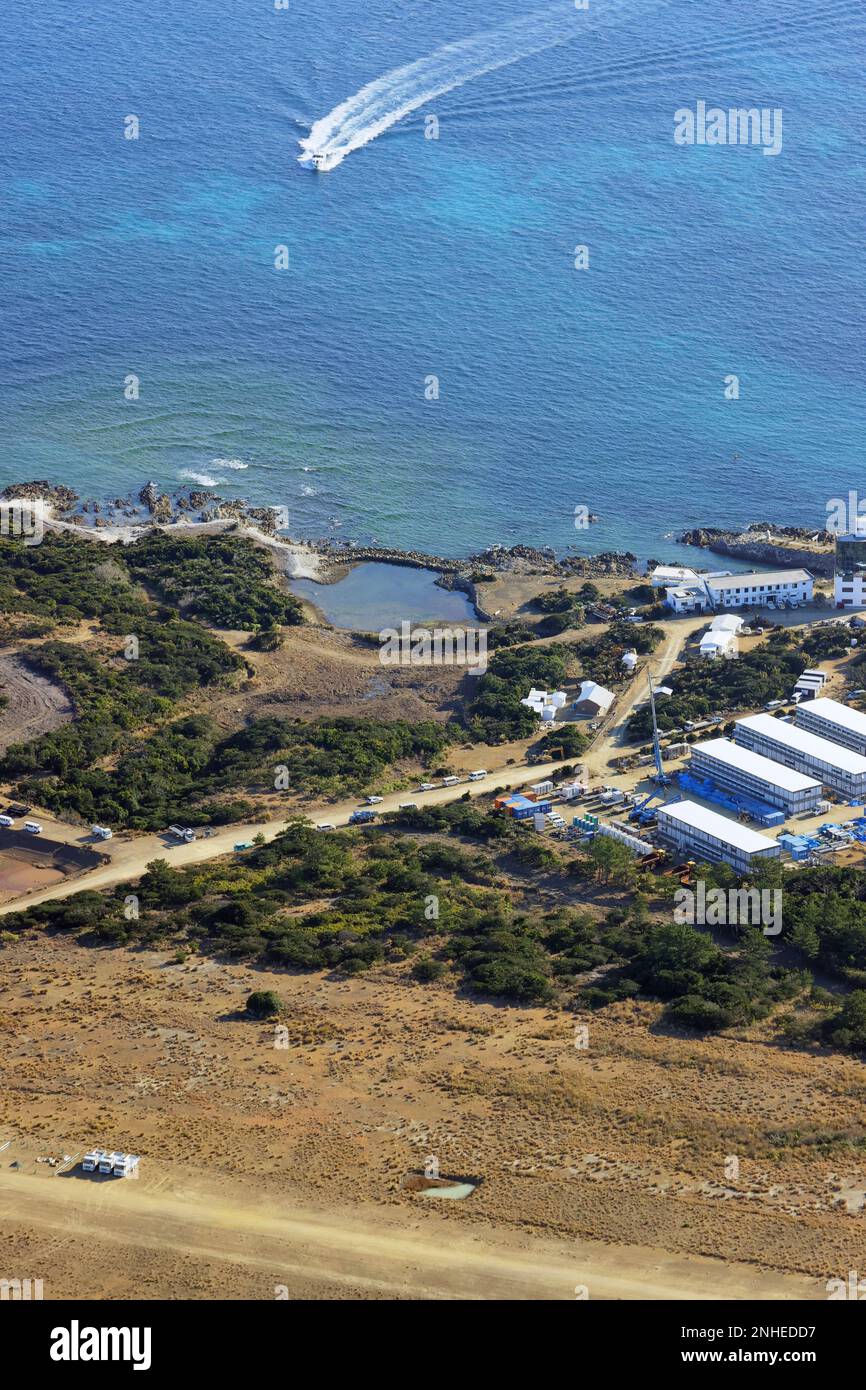 An aerial photo shows Mageshima Island in Iriomote City, Kagoshima ...