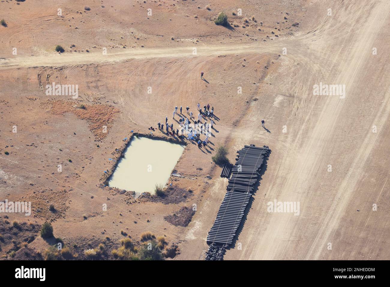 Workers are at Mageshima Island in Iriomote City, Kagoshima Prefecture ...