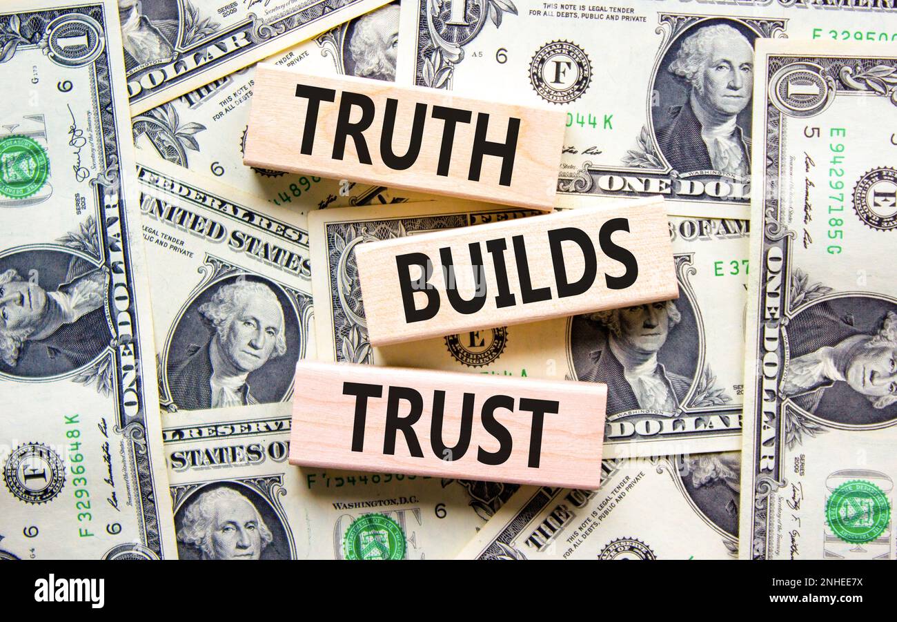 Truth builds trust symbol. Concept words Truth builds trust on wooden ...