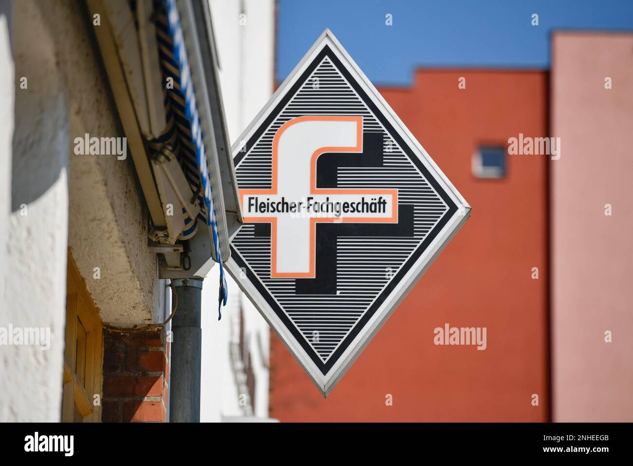 Advertising, butcher shop, Britz, Neukoelln, Berlin, Germany Stock ...