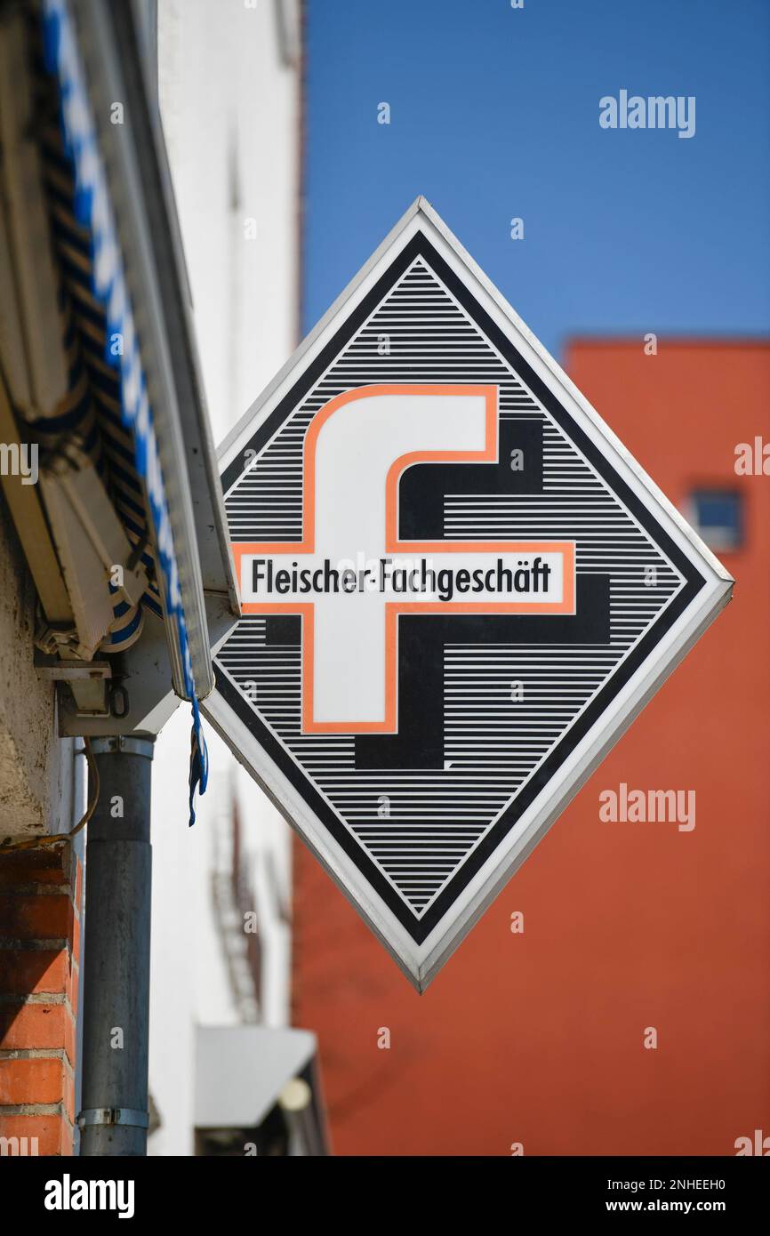 Advertising, butcher shop, Britz, Neukoelln, Berlin, Germany Stock ...