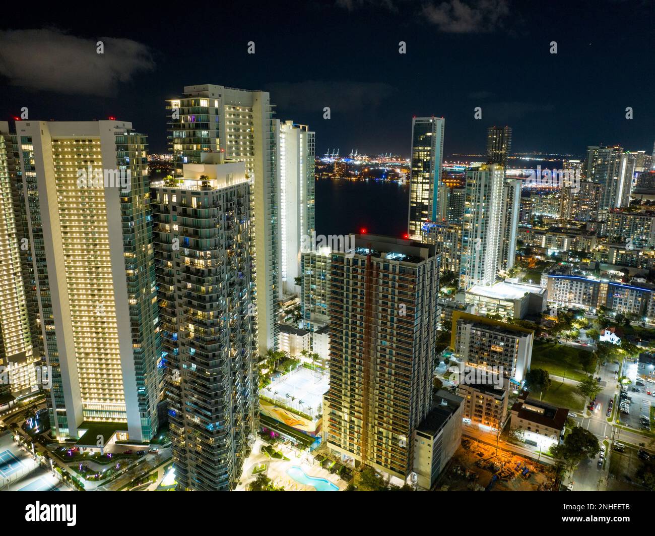 Aerial photo highrise buildings in Midtown Miami FL Stock Photo - Alamy