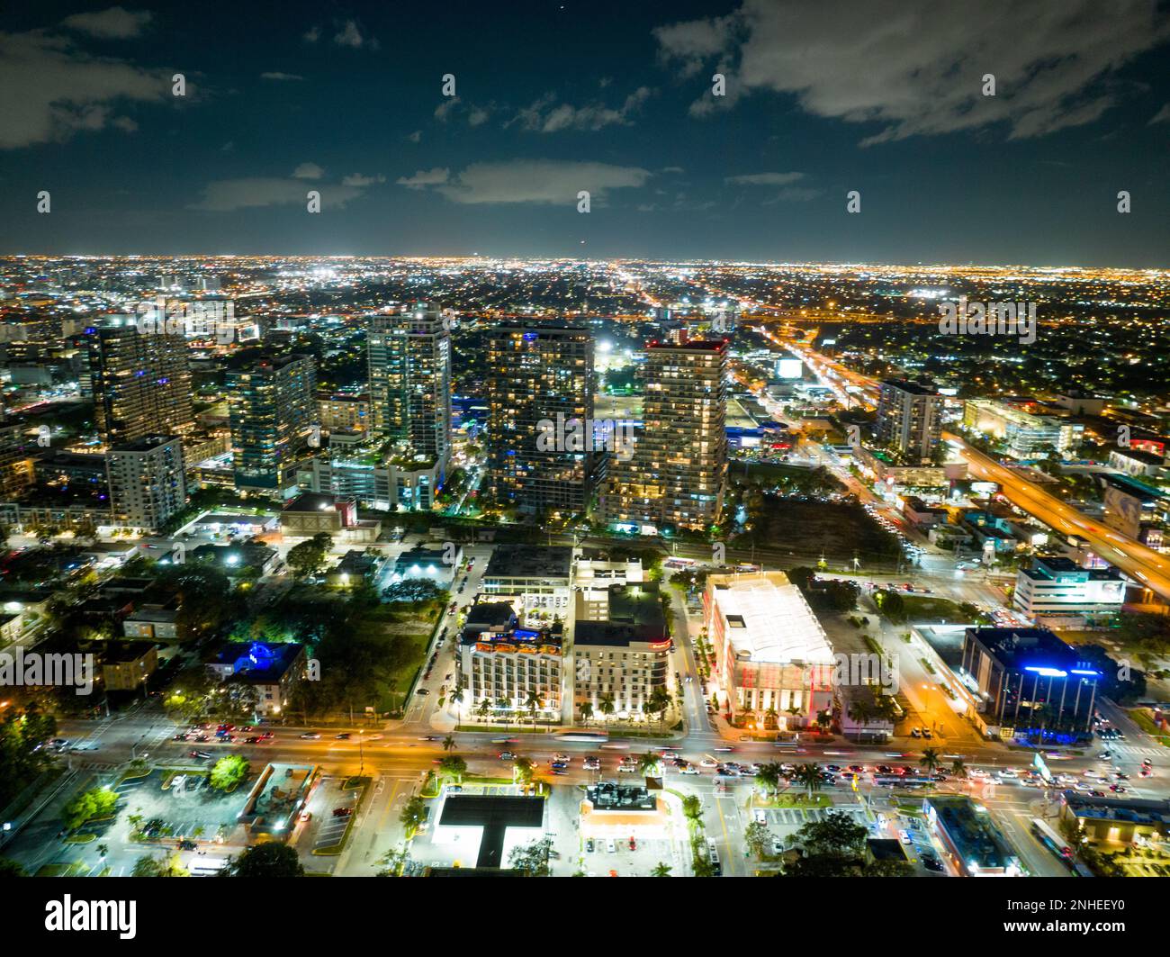 Miami drone night hi-res stock photography and images - Alamy