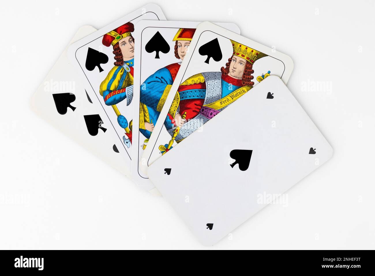 Preference cards, French playing cards, spades, cards, white background ...