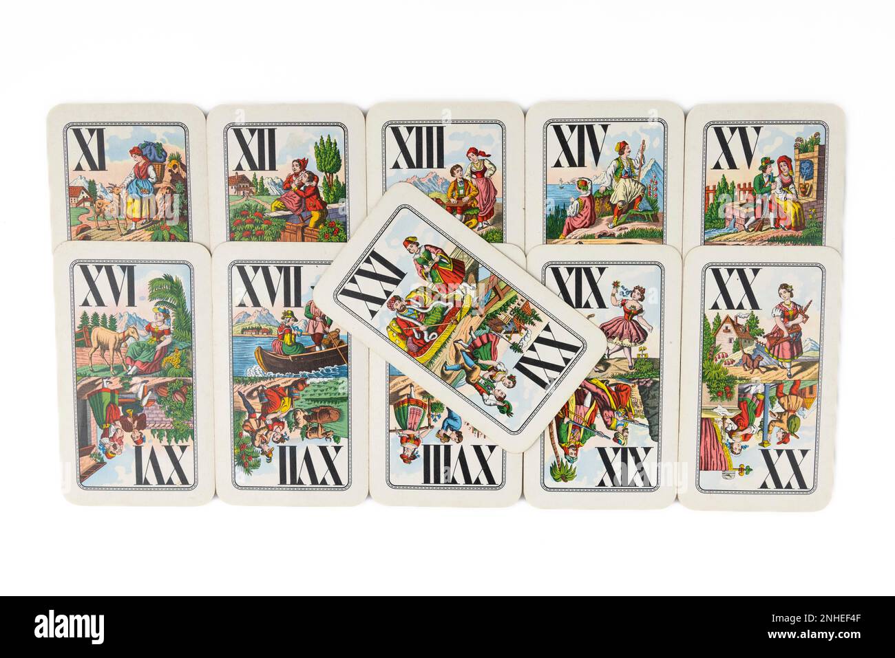 Playing Cards, Tarot, Cards, Roman numerals eleven to 21, white ...