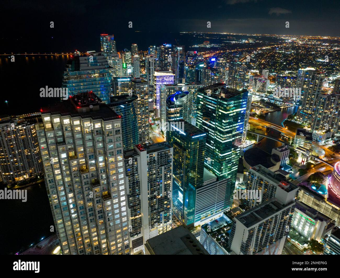 Miami drone night hi-res stock photography and images - Alamy