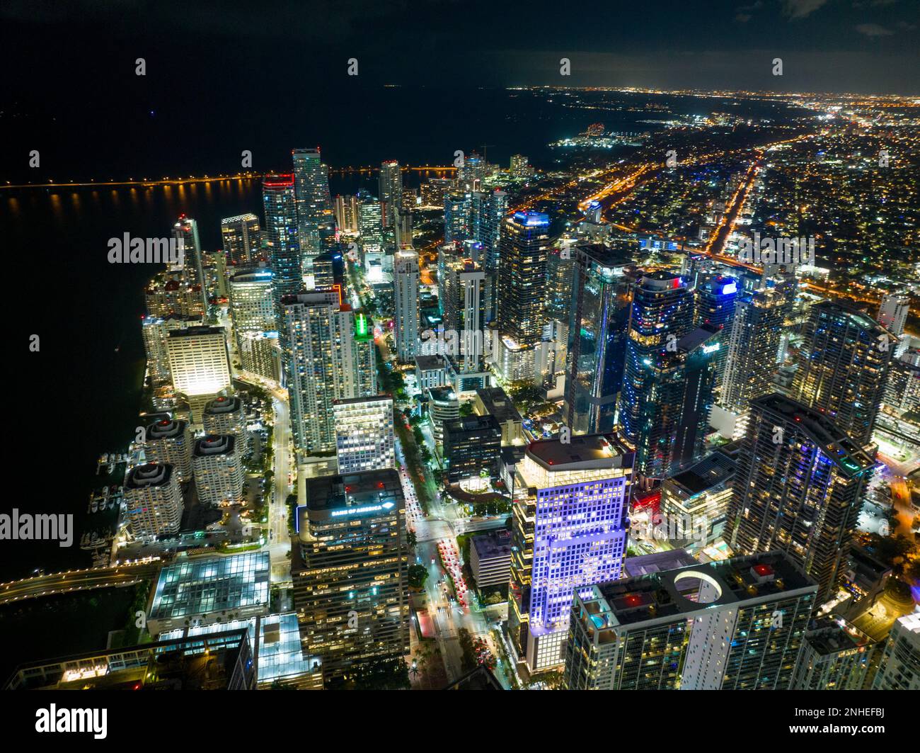 Brickell aerial night photo Miami Stock Photo - Alamy