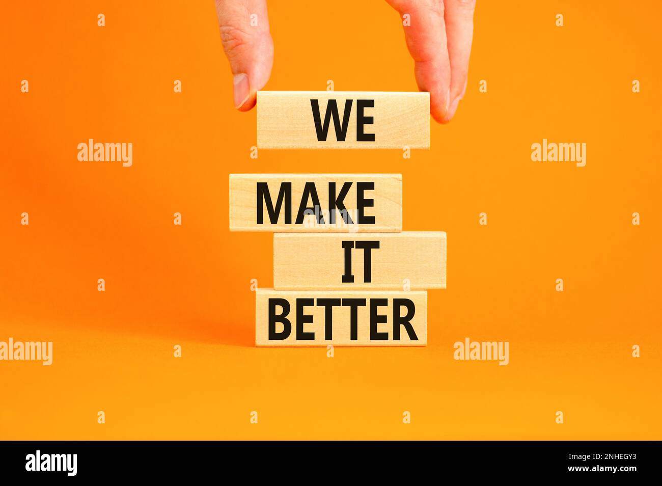 We make it better symbol. Concept words We make it better on wooden ...