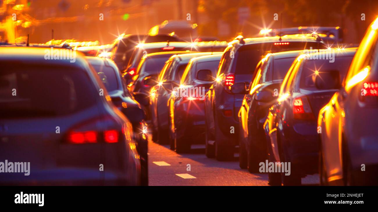 The morning rush hour is captured in this city street photograph ...